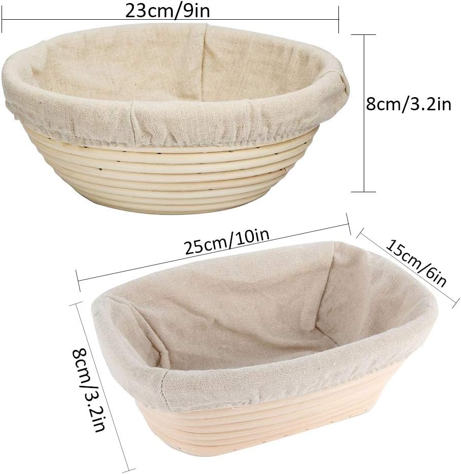 BonnenuIt Banneton Bread Proofing Basket Set - Handmade 9 Inch Round ...