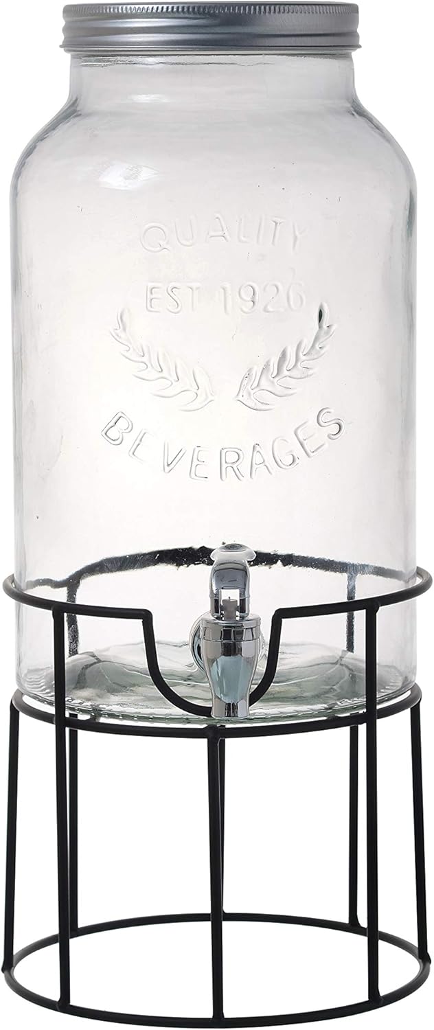 Orchid 6 Litre Beverage Dispenser With Stand, Glass Air Tight Cold ...