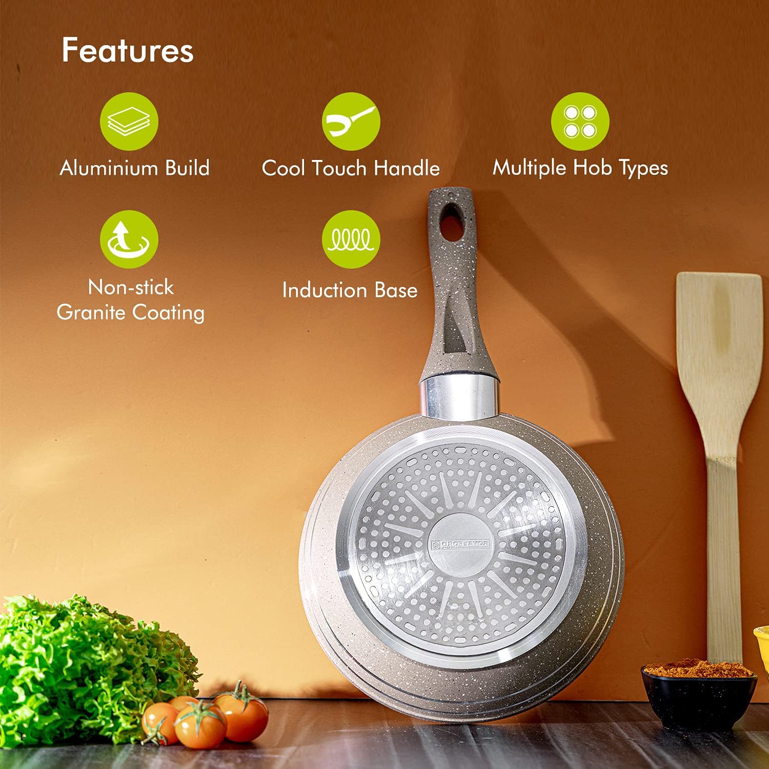 Royalford 20 C.M Smart Fry Pan 5 Layer Granite Non Stick Coating Pan ...