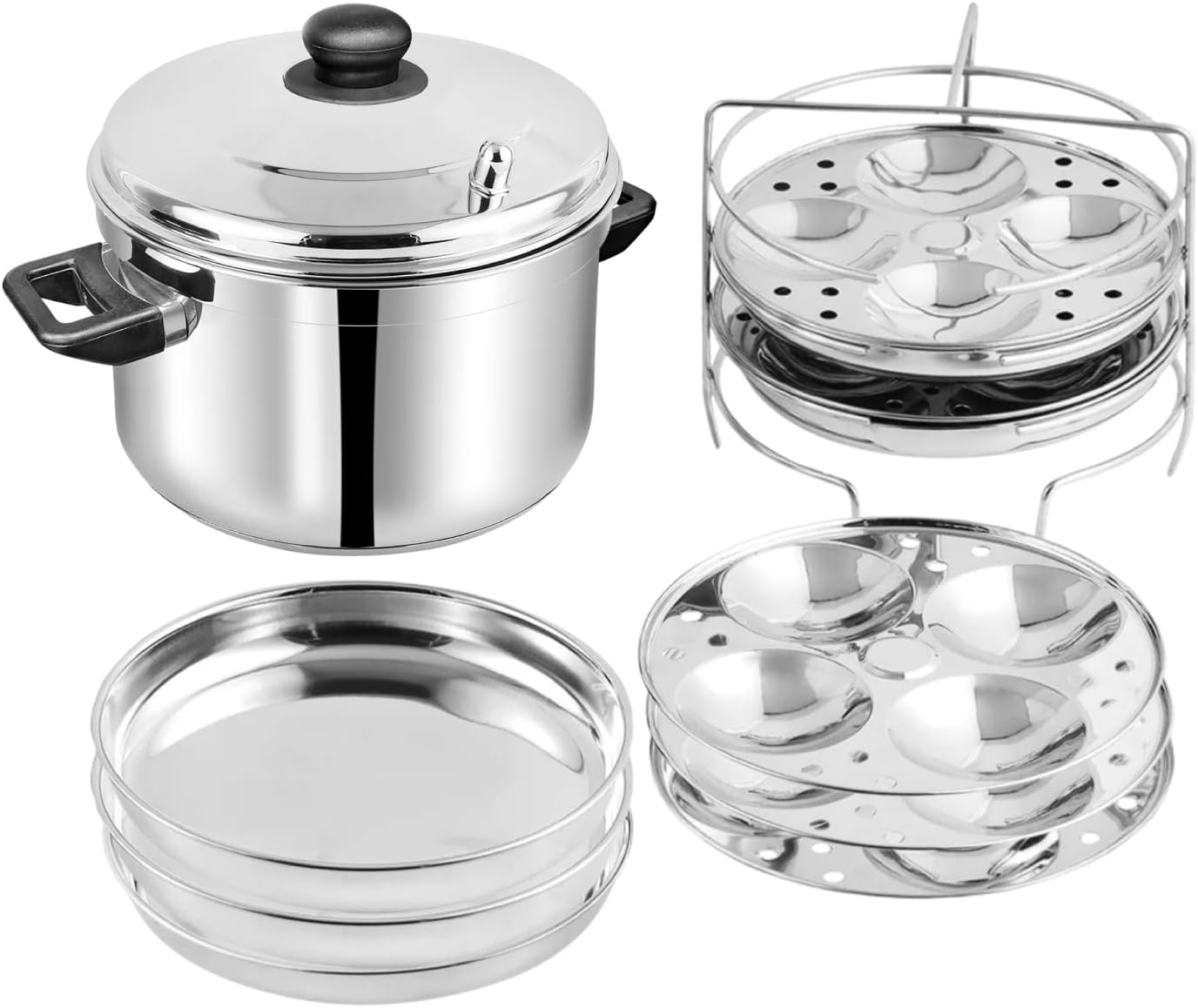 VINOD STAINLESS STEEL MULTIPURPOSE POT LARGE - 4 IDLY / 4 DHOKLA STAND ...