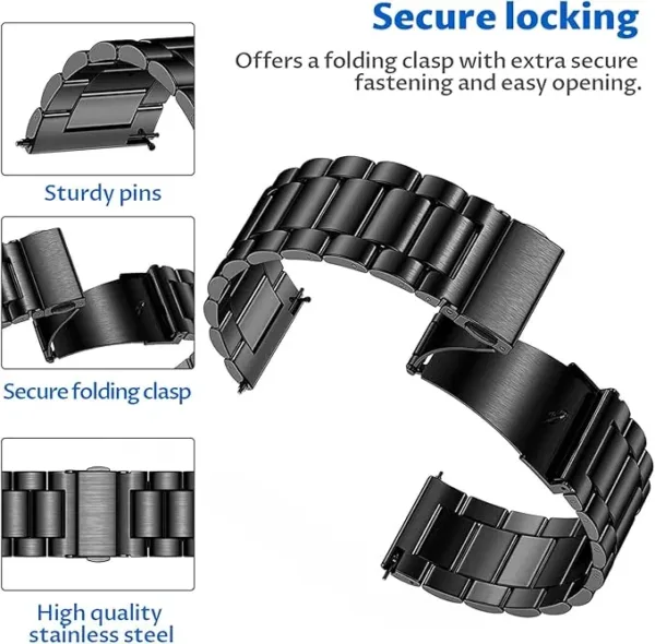 STAYOUNG 22mm Stainless Steel Watch Band, Premium Metal Steel Watch ...