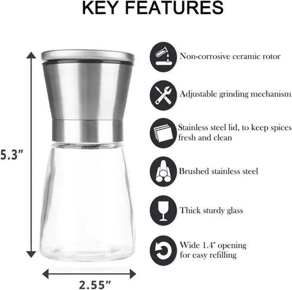 Professional Gourmet Ceramic Spice Mill – Hand‑Operated Salt & Pepper ...