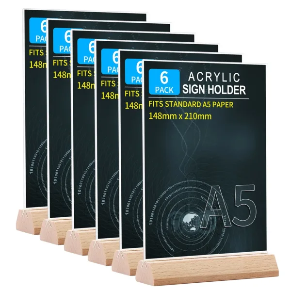 A5 Table Stand 6 Pack - Acrylic Menu Sign Holder