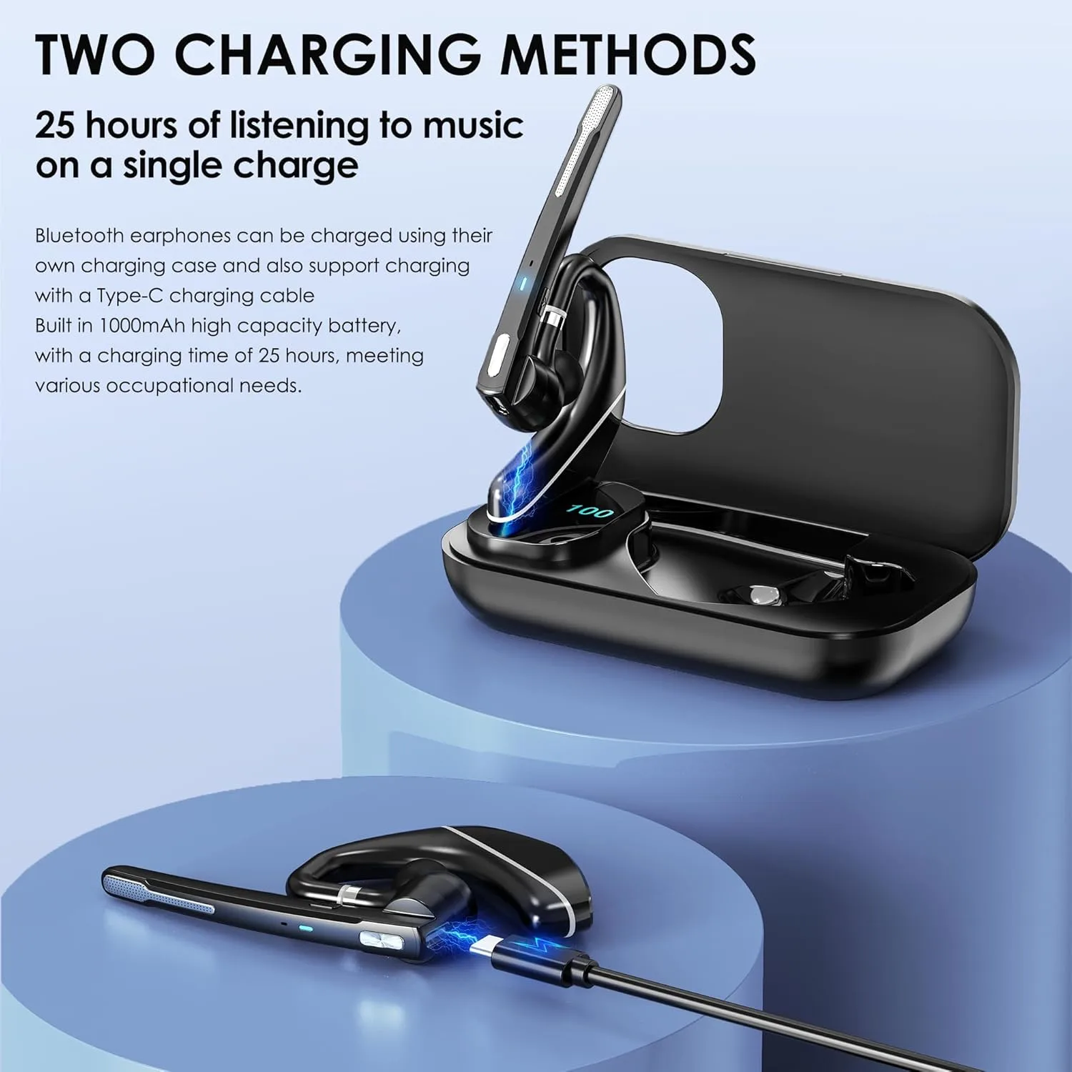 Bluetooth Headset Noise Cancelling Wireless Earpiece