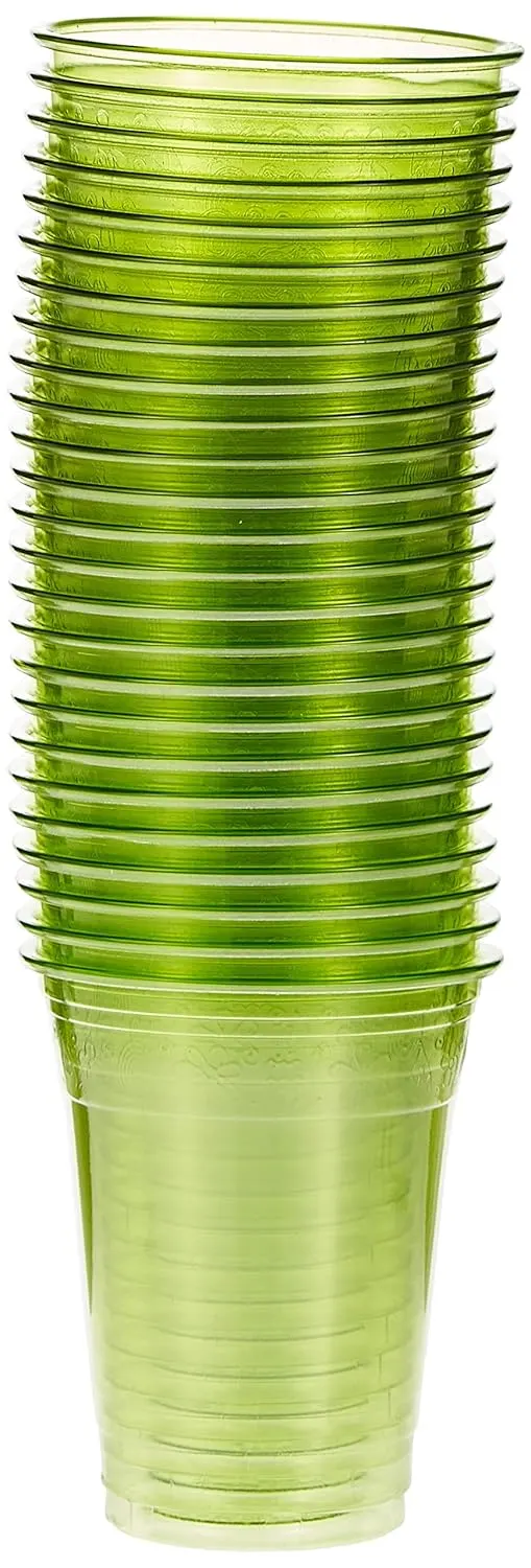 Clear Plastic Cups with Dome Lids 14 oz - 25 Pack