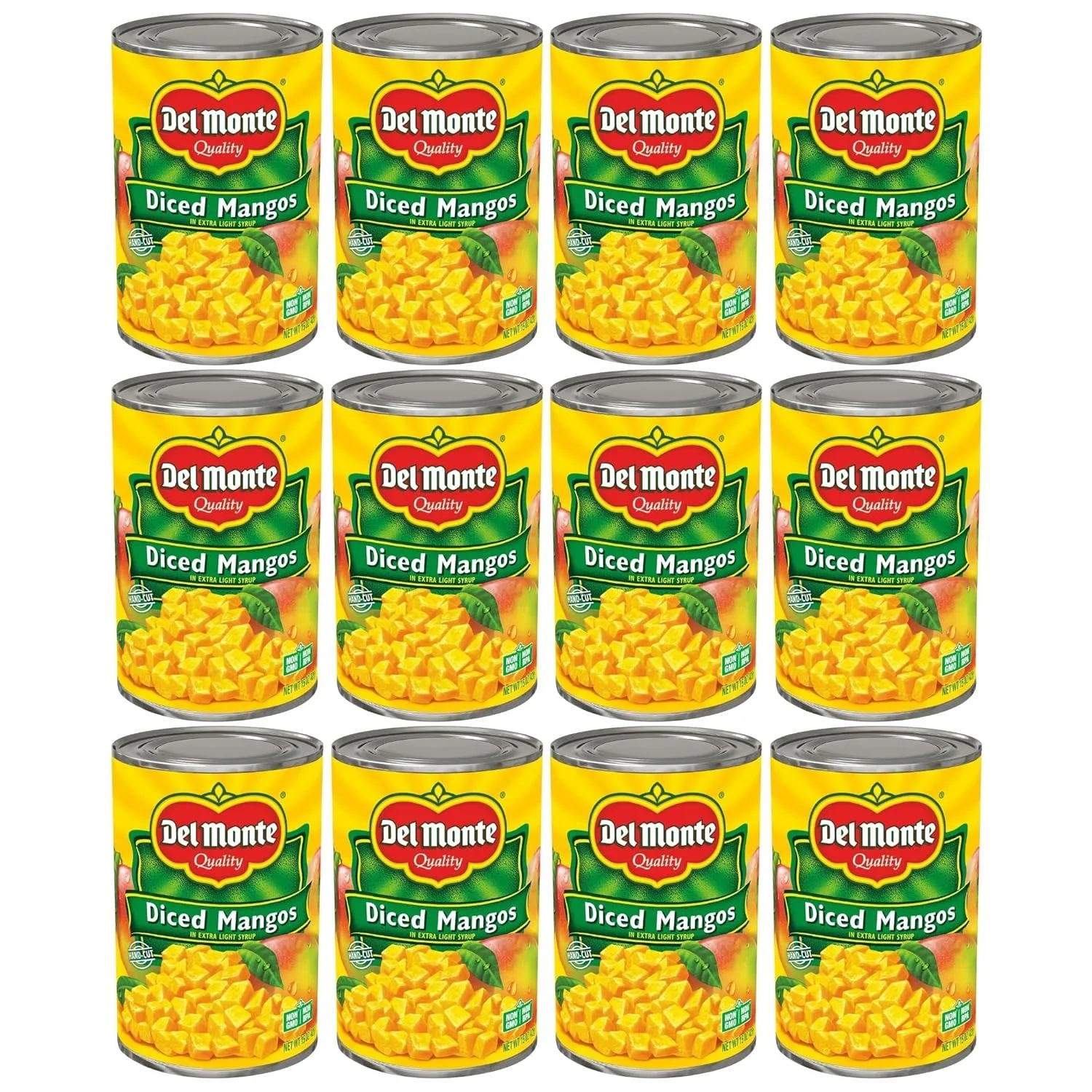 Del Monte Diced Mango, Extra Light Syrup, 12 Cans