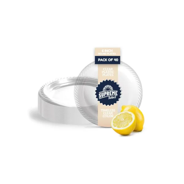 Disposable Plastic Plates 40 Pack - 6 inch Party Plates