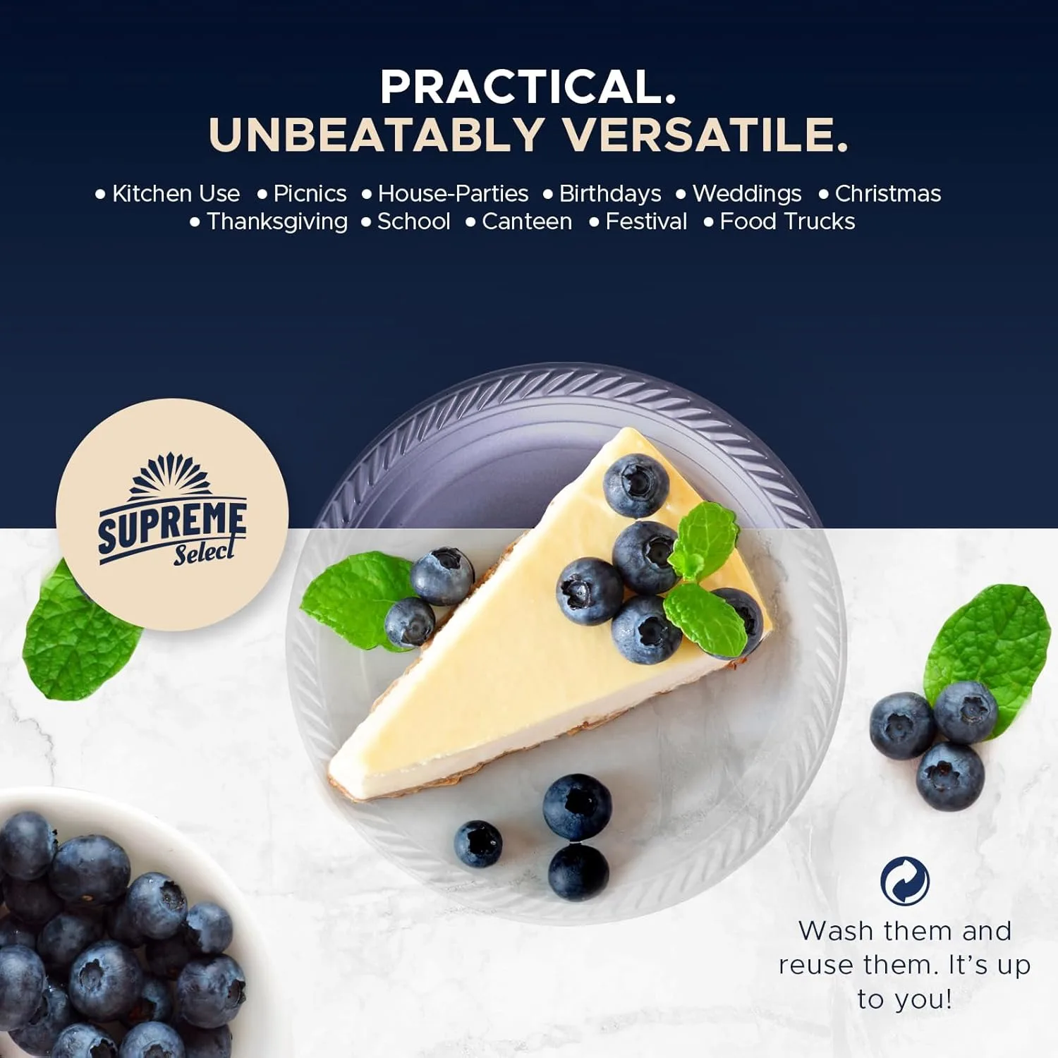 Disposable Plastic Plates 40 Pack - 6 inch Party Plates