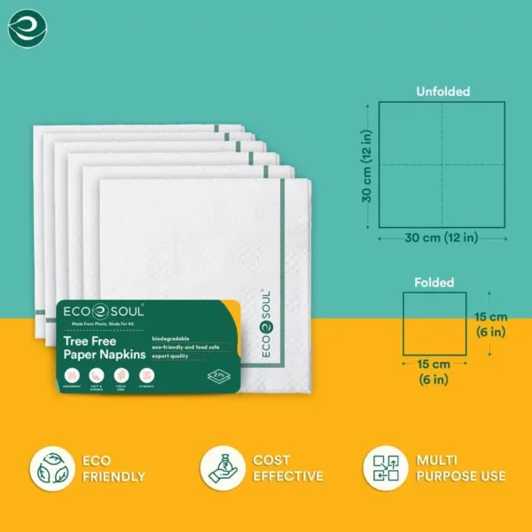 ECO SOUL Paper Napkins 2 Ply 200 Count - Eco Friendly