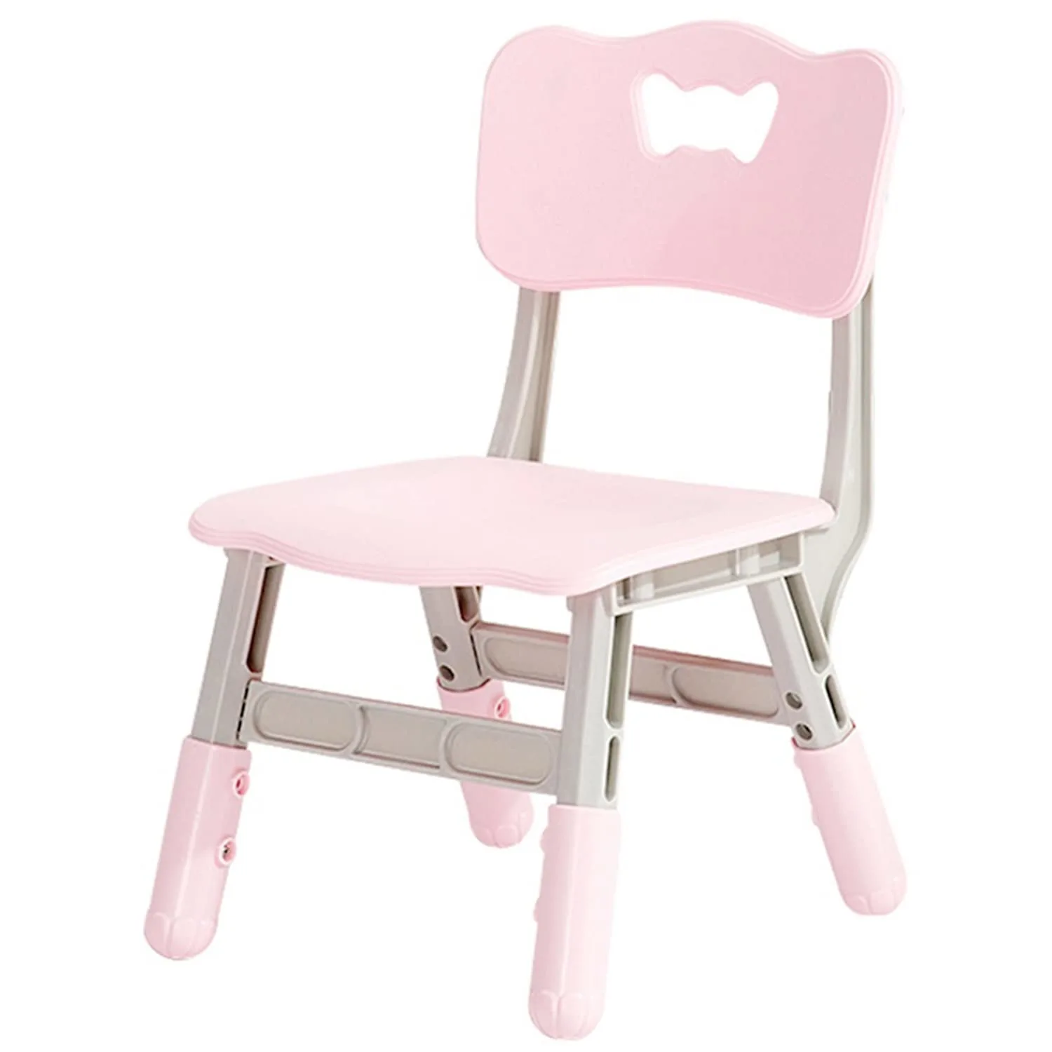 Kids Adjustable Study Chair - Pink Plastic Seat