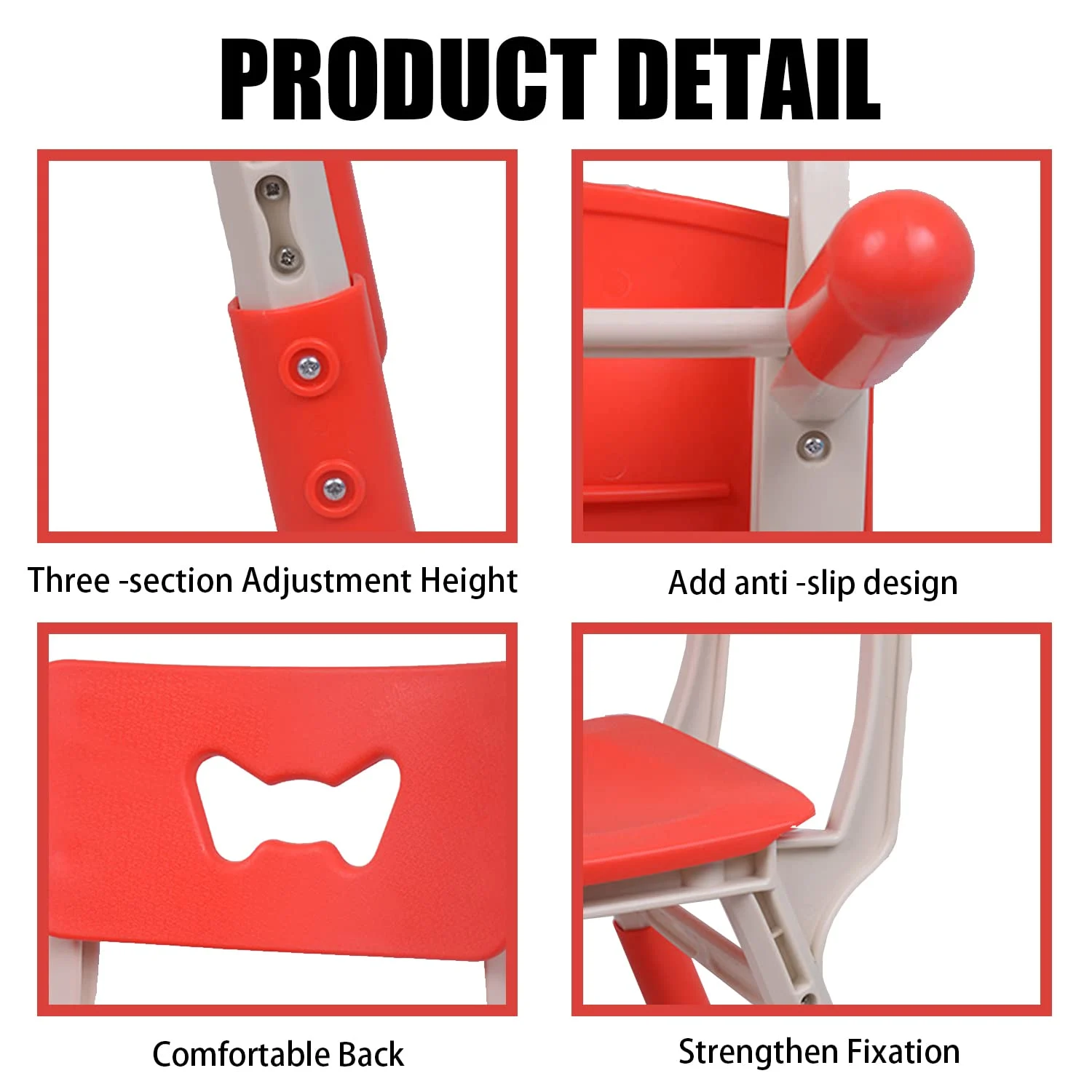 Kids Adjustable Study Chair - Pink Plastic Seat