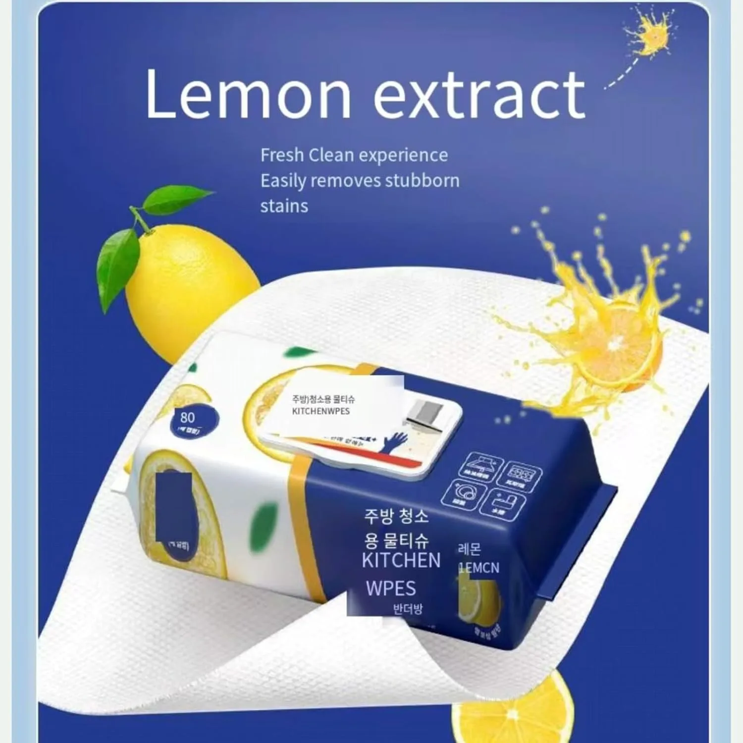 Kitchen Wipes Multi-Purpose Cleaning Cloths Lemon