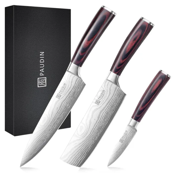 PAUDIN Chef Knife Set 3-Piece High Carbon Kitchen Knives