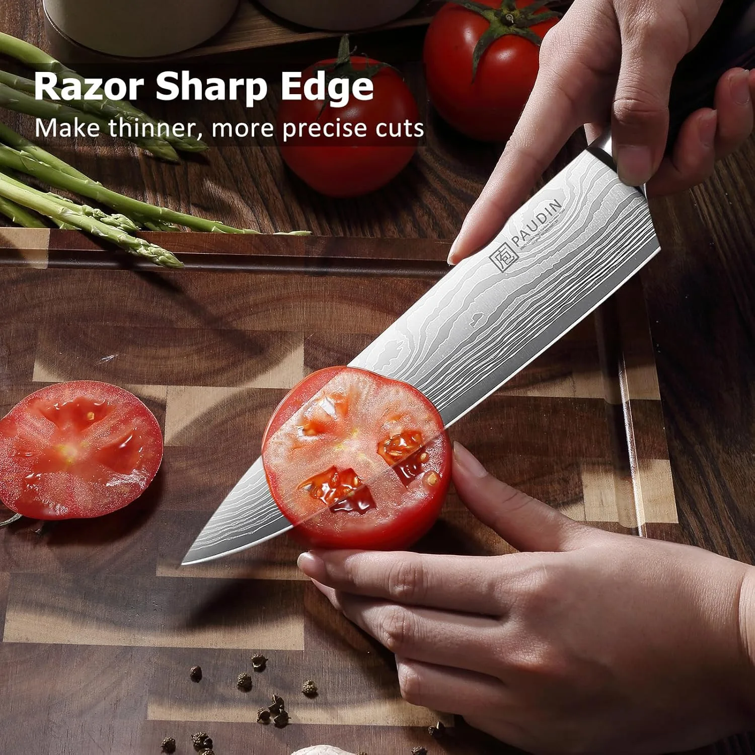 PAUDIN Chef Knife Set 3-Piece High Carbon Kitchen Knives