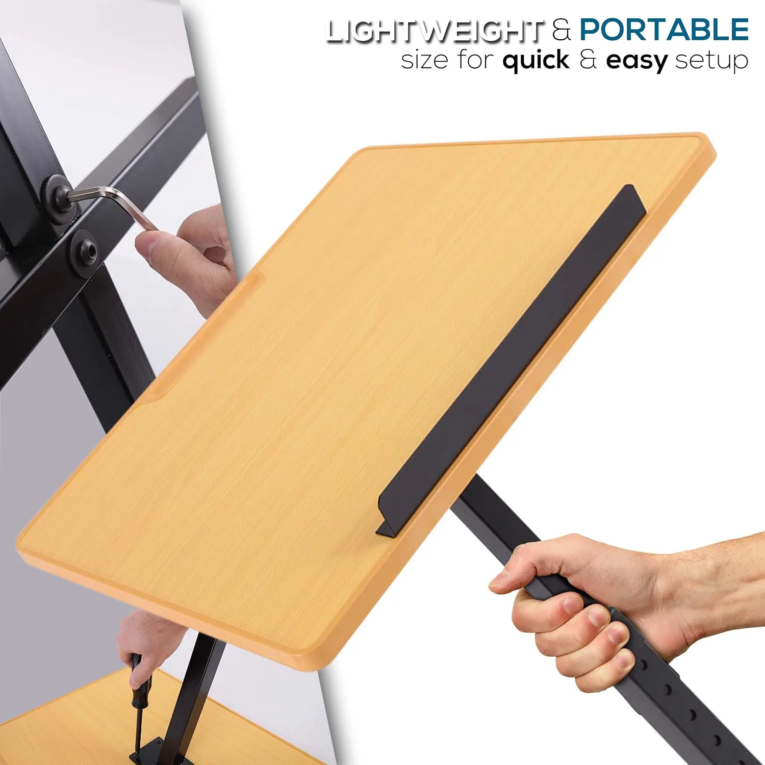 Portable Lectern Podium - Adjustable Height Presentation Stand