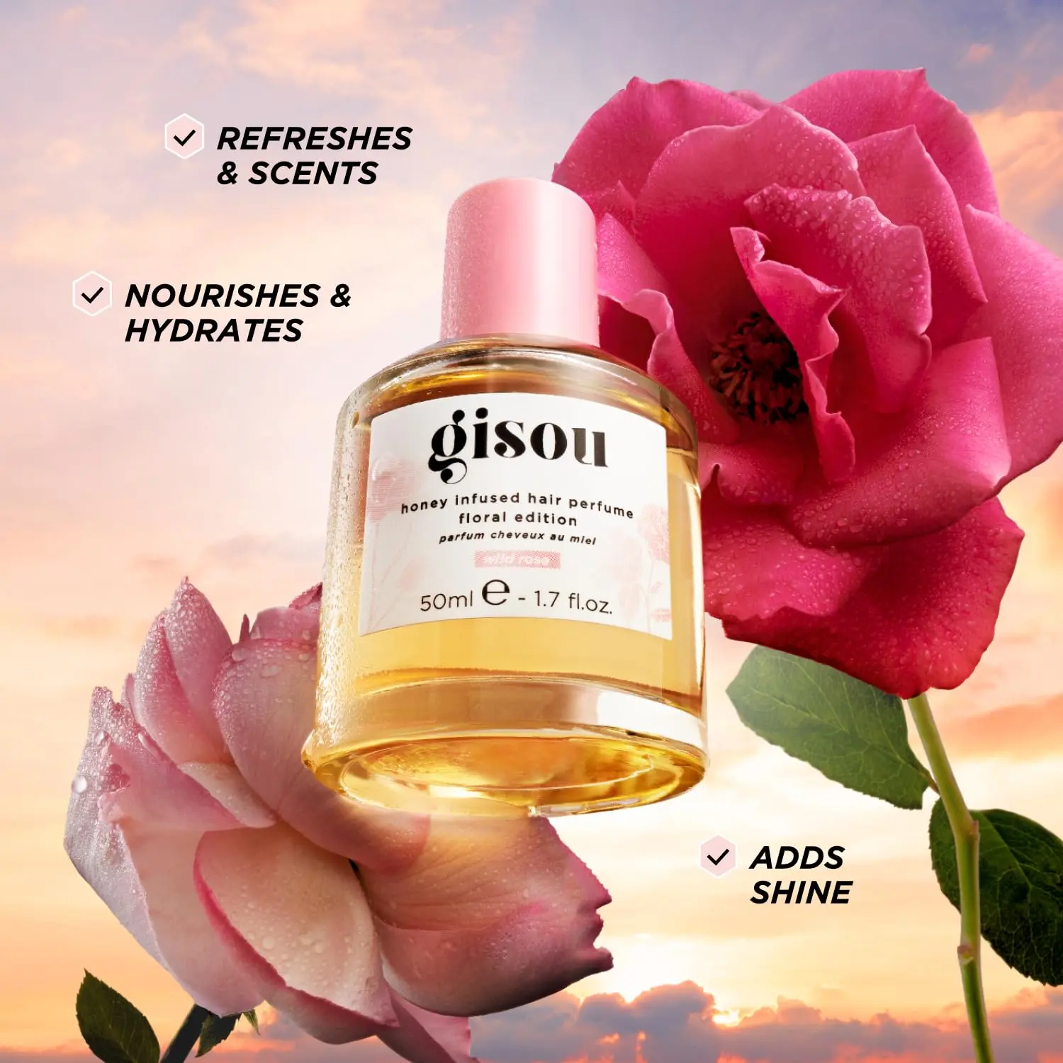 Gisou Honey Infused Hair Perfume Wild Rose Mini